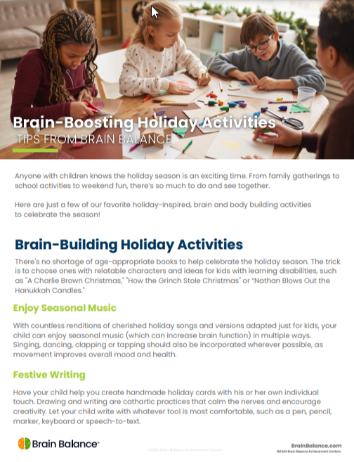 Brain Building Holiday Activities | A Free Guide from Brain Balance