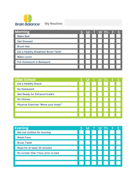 Organizational Chart for Kids to Stay On Task